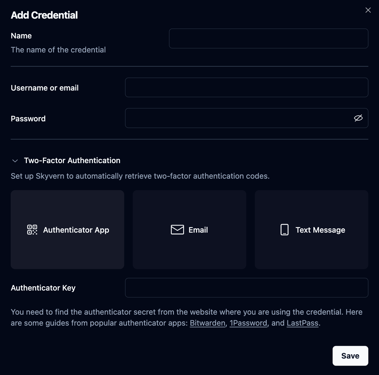 Password Management | Skyvern